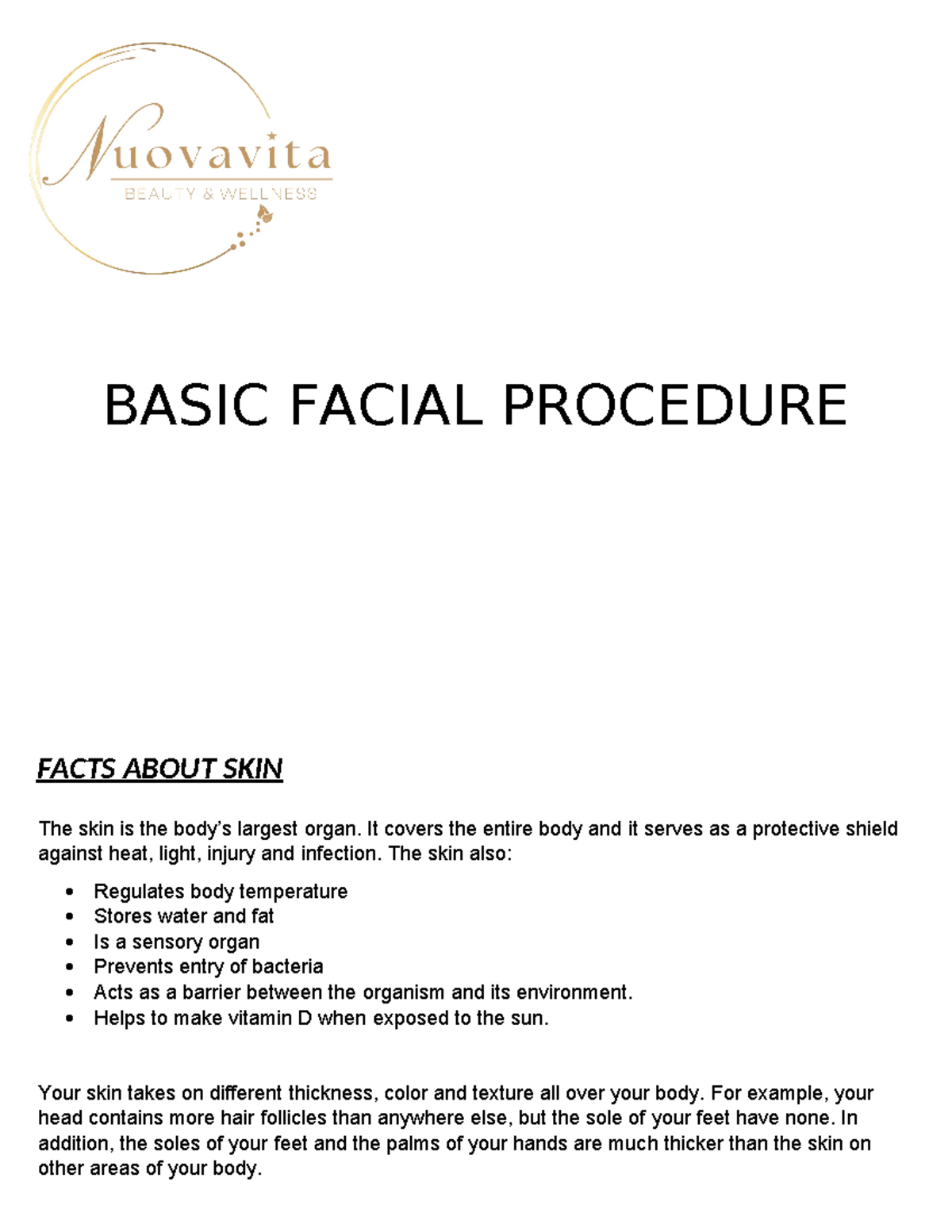 Facial with bio skin lift - BASIC FACIAL PROCEDURE FACTS ABOUT SKIN The ...