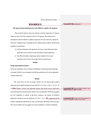 Assignment 1 Example 1 with notes on APA style - Weekly data analysis ...