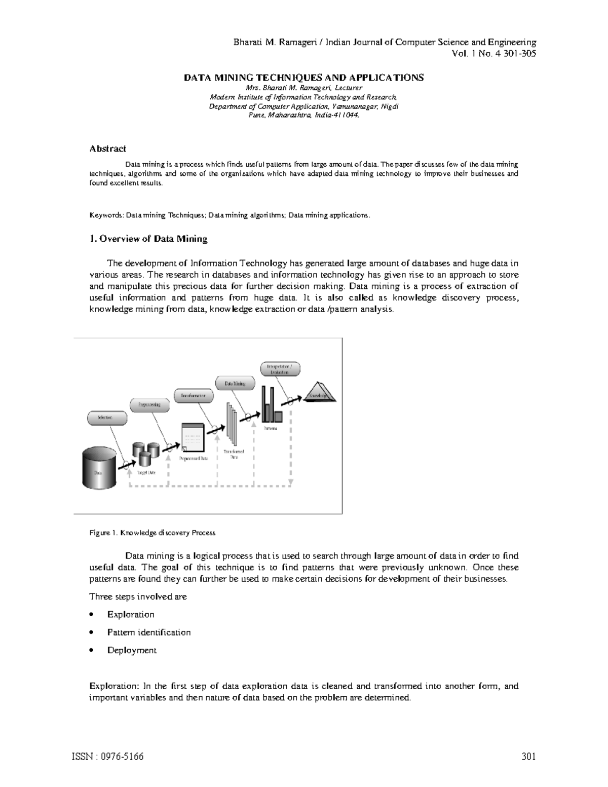 Data mining techniques and applications - Vol. 1 No. 4 301- DATA MINING TECHNIQUES AND ...