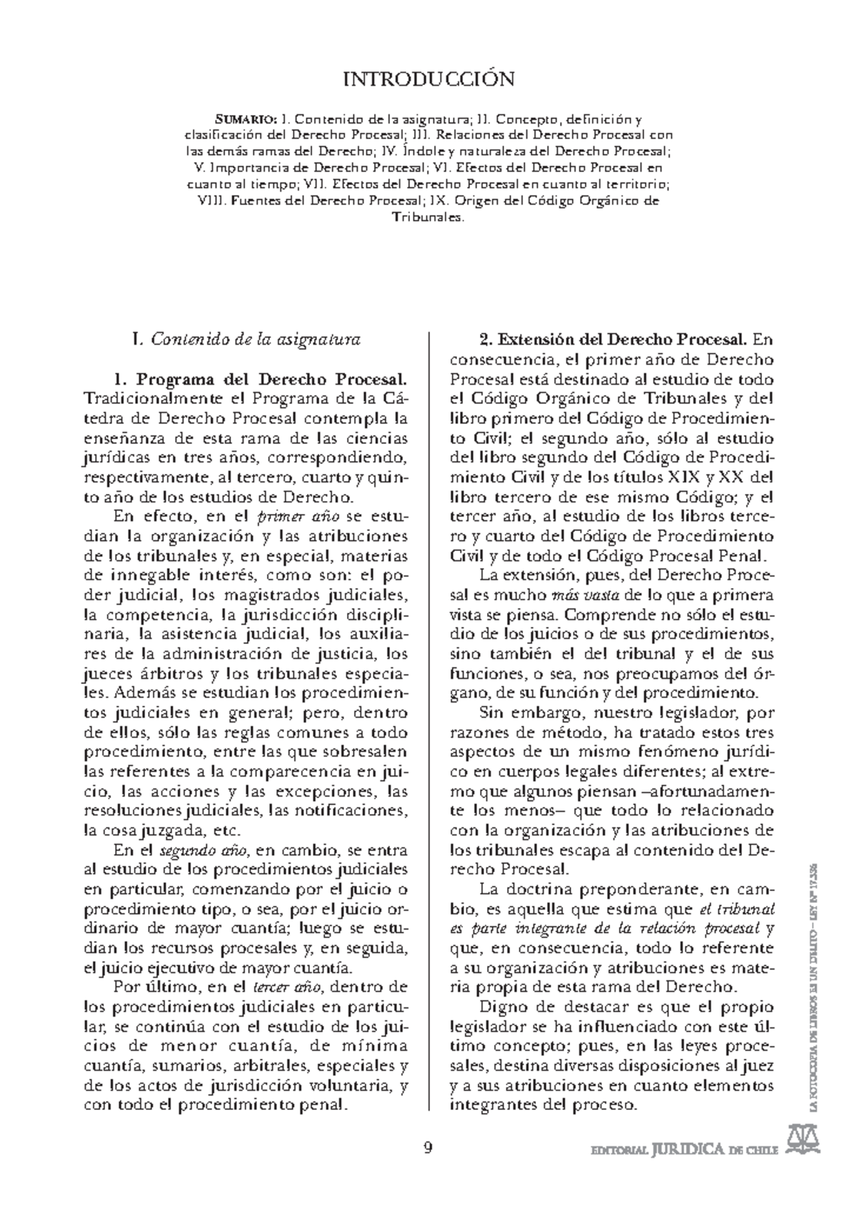 Tomo 1 casarino MANUAL DERECHO PROCESAL CIVIL - I. Contenido de la ...