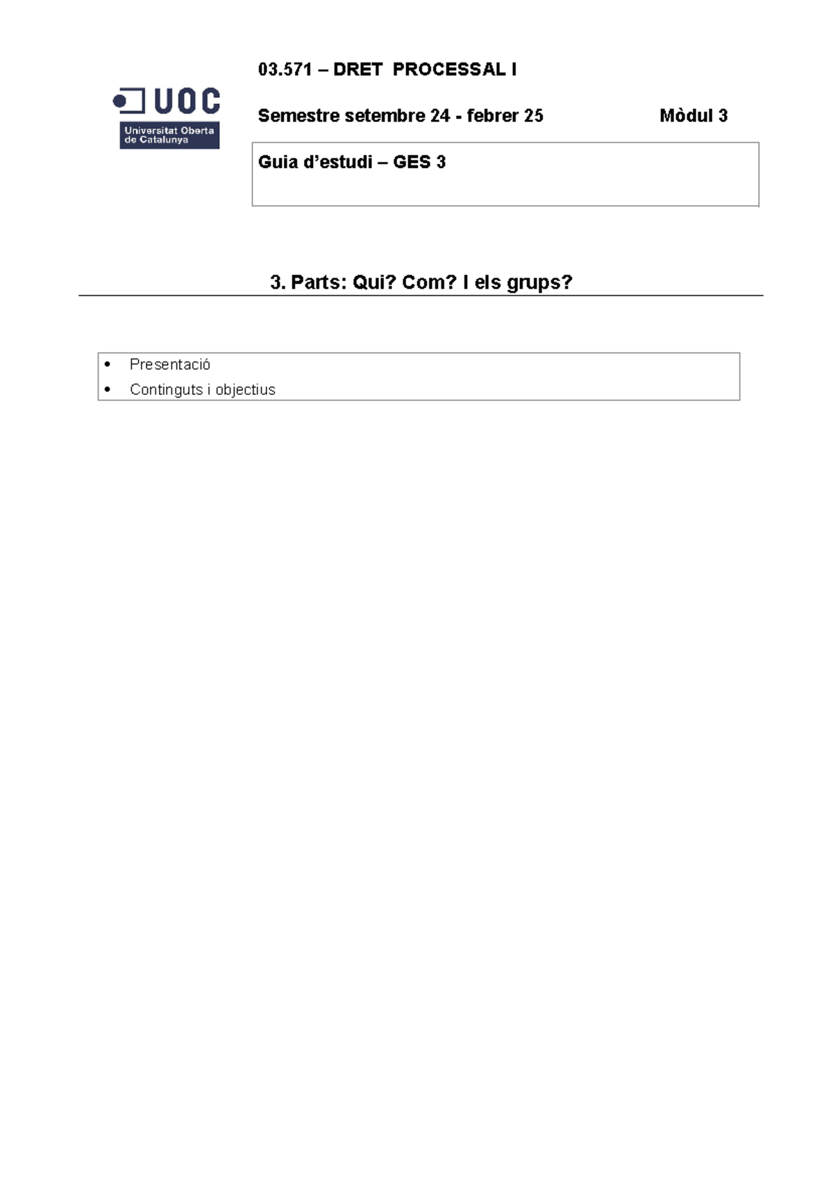 03571 GES3 - Lecture notes on Criminal legal process - 03 – DRET ...