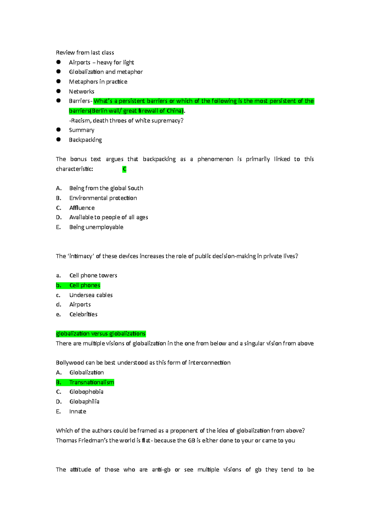 Week3 - Lecture notes - Review from last class Airports – heavy for ...