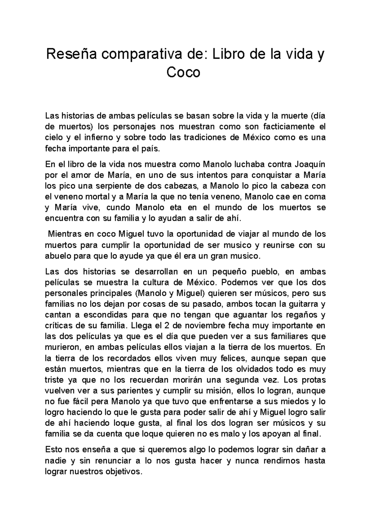 Comunicacion - sisi - Reseña comparativa de: Libro de la vida y Coco ...