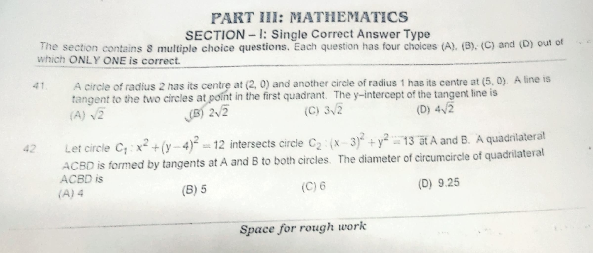 3rd July Advanced - 4 The section contains 8 multiple choice questions. Each question has four ...