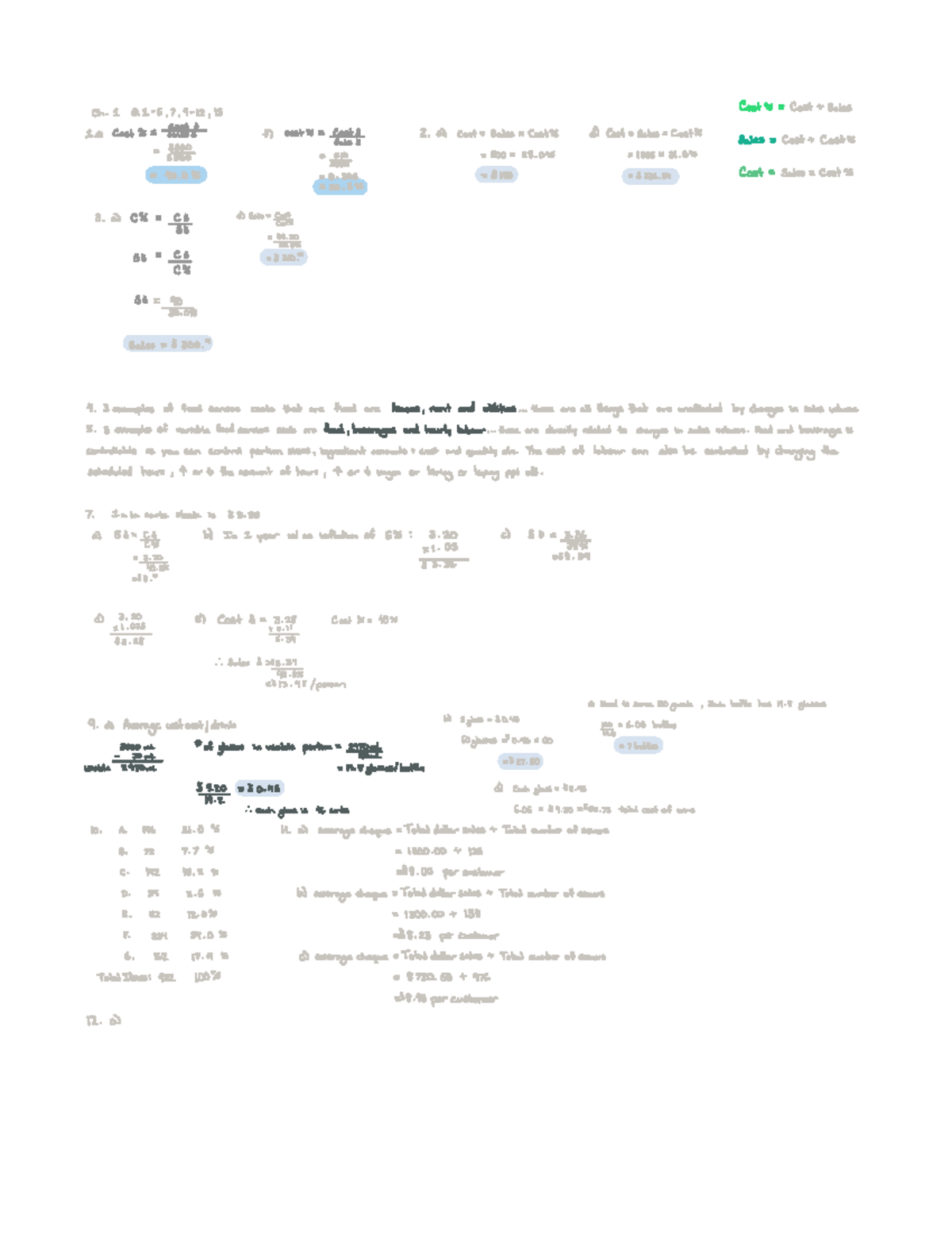 HTM 2030 Practice Q’s Ch. 1-2 - ch 1 Q1 s a 12 is cost cost sales a ...