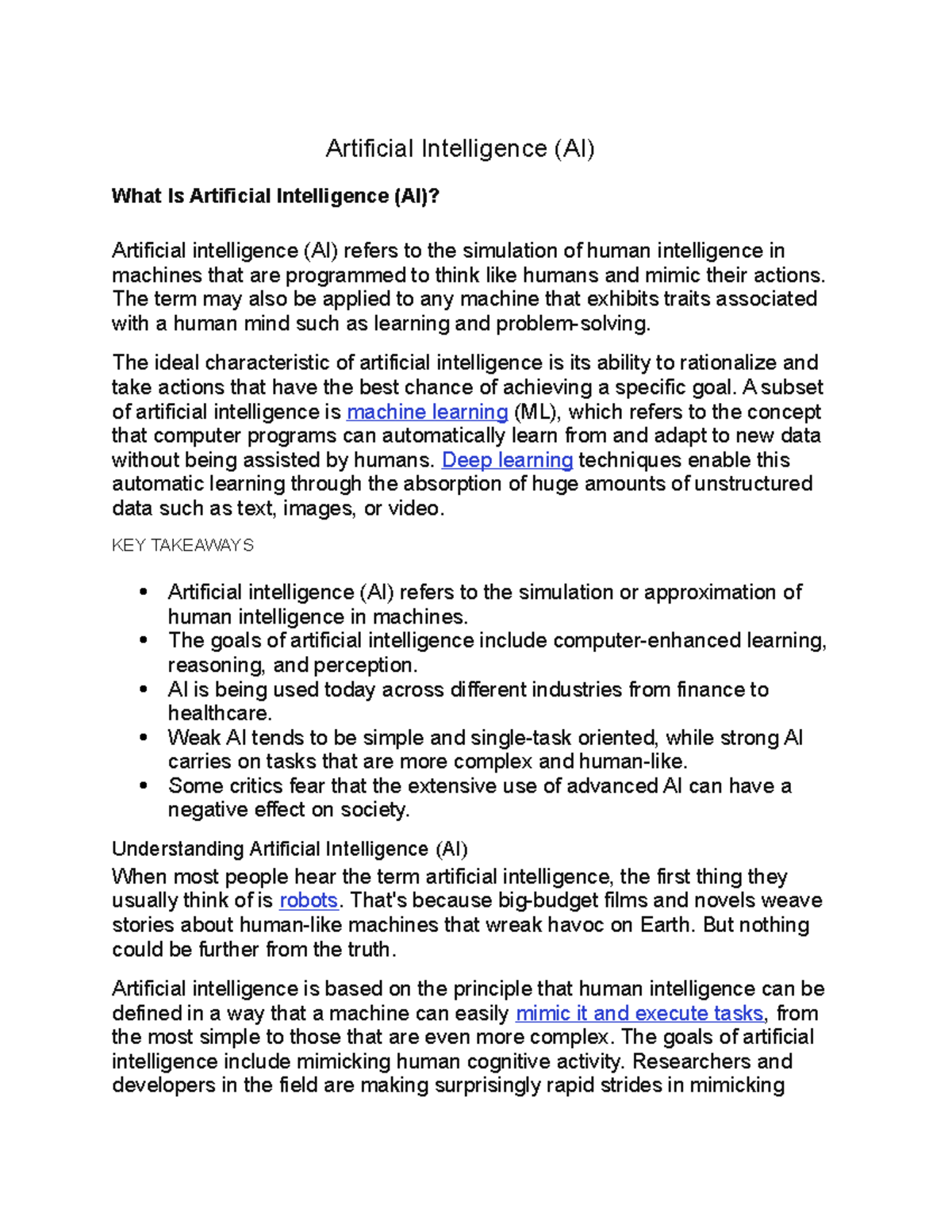 Assignment # 10 What Is Artificial Intelligence - Artificial ...
