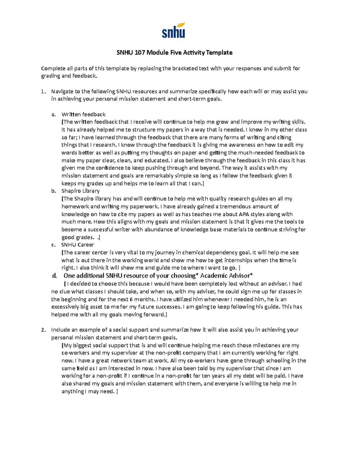 SNHU 107 Module Five Activity Template (2) - SNHU 107 Module Five ...