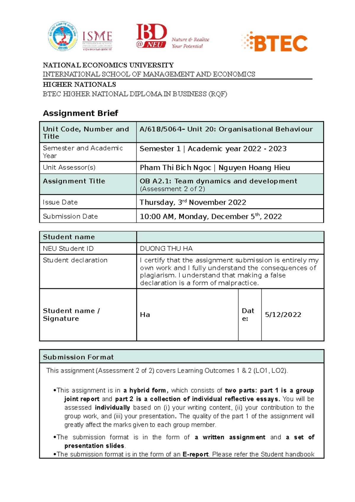 OB - Assignment Brief 2.1 - New form - NATIONAL ECONOMICS UNIVERSITY ...