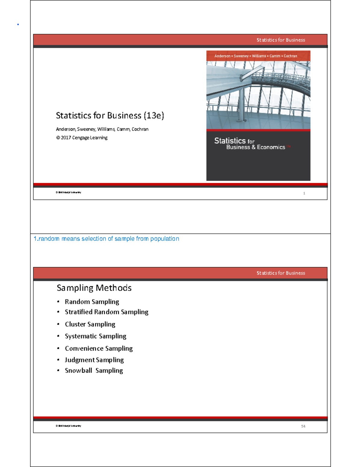 Sampling Methods - © BML Munjal University Slides by John Loucks St ...