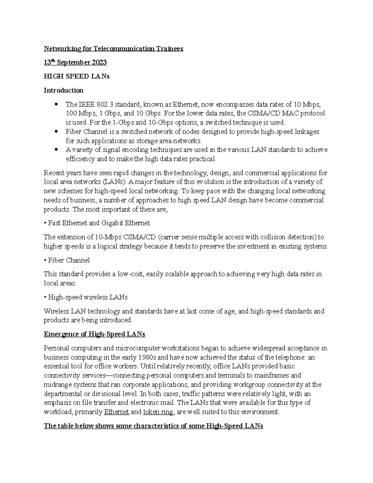 Networking notes for Telecommunication Trainees - Networking for ...