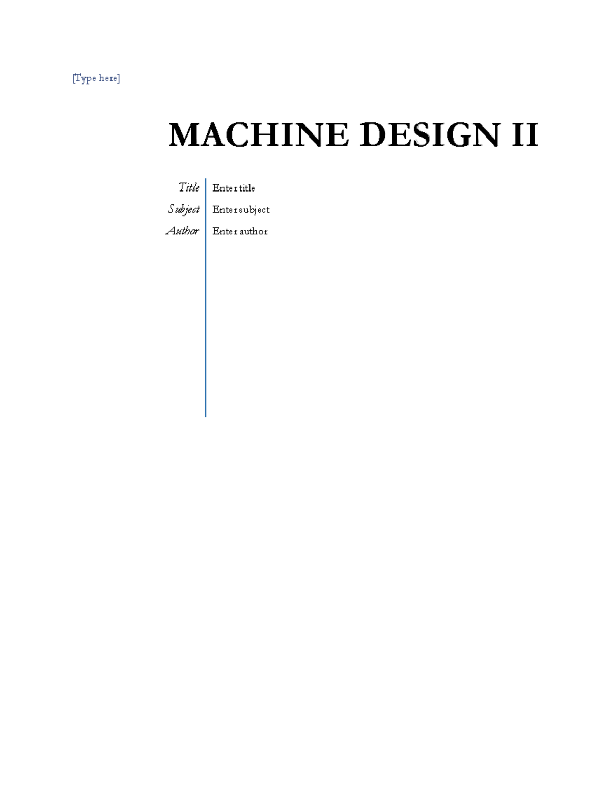 Machine- Design-II - FLywheels - [Type here] MACHINE DESIGN II Title Enter title Subject Enter ...