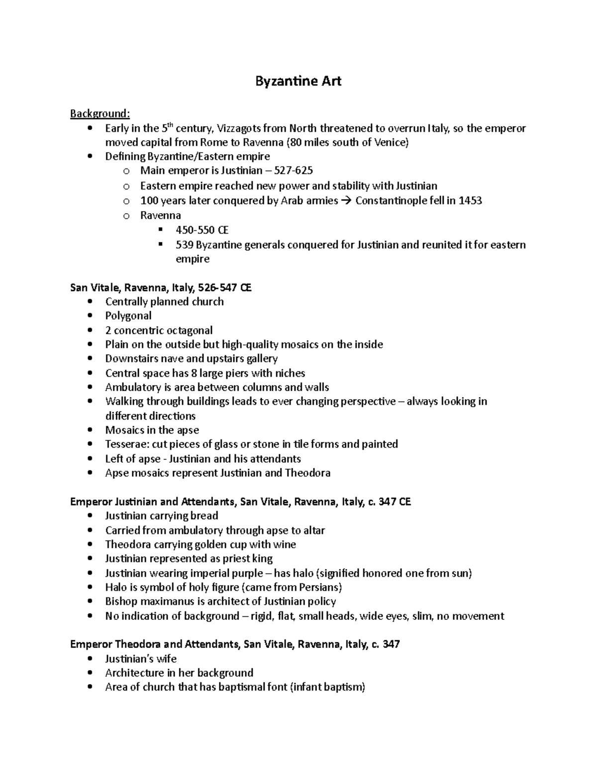 Byzantine Art Lecture Notes - Byzantine Art Background: Early in the ...