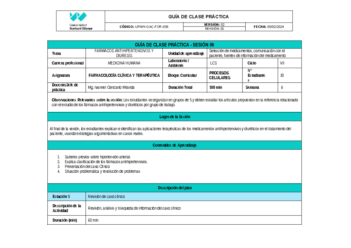 Guía de Practica SEM 6 - CÓDIGO: UPNW-GAC-FOR- VERSIÓN: 02 REVISIÓN: 02 FECHA: 05/02/ GUÍA DE ...