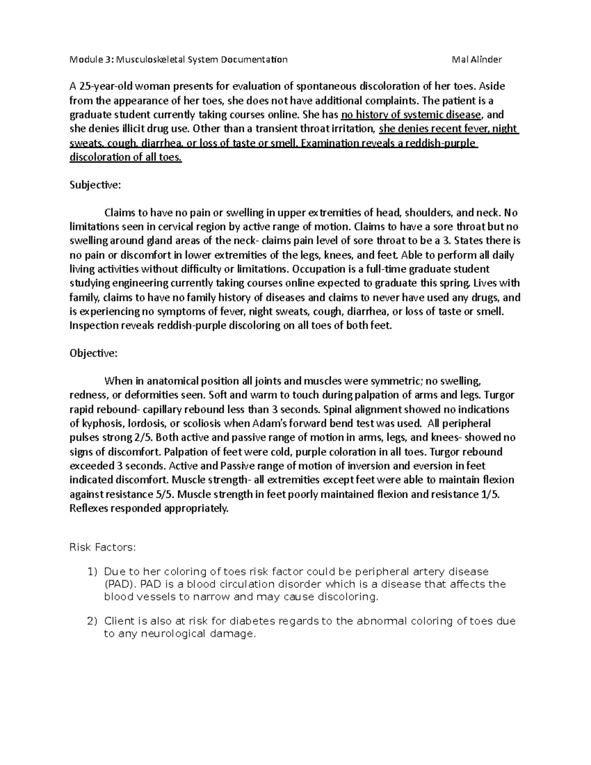Musculoskeletal Assignment - Module 3: Musculoskeletal System ...