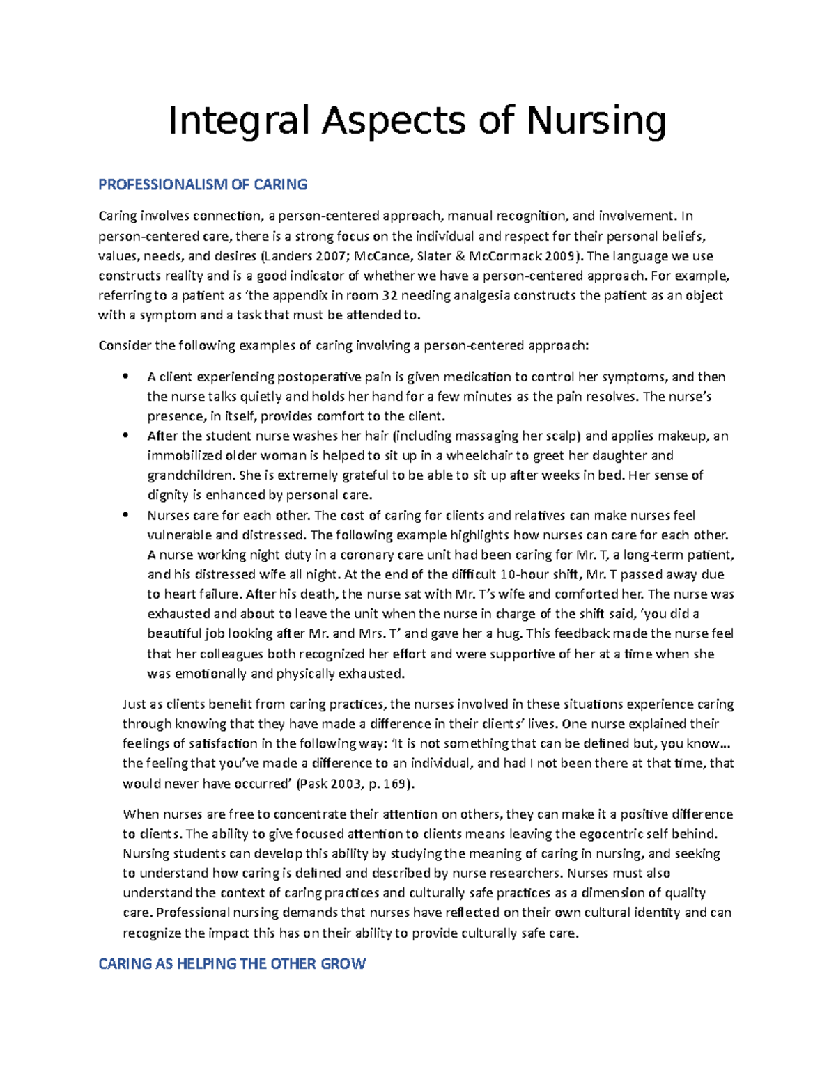 Integral Aspects of Nursing - Integral Aspects of Nursing ...