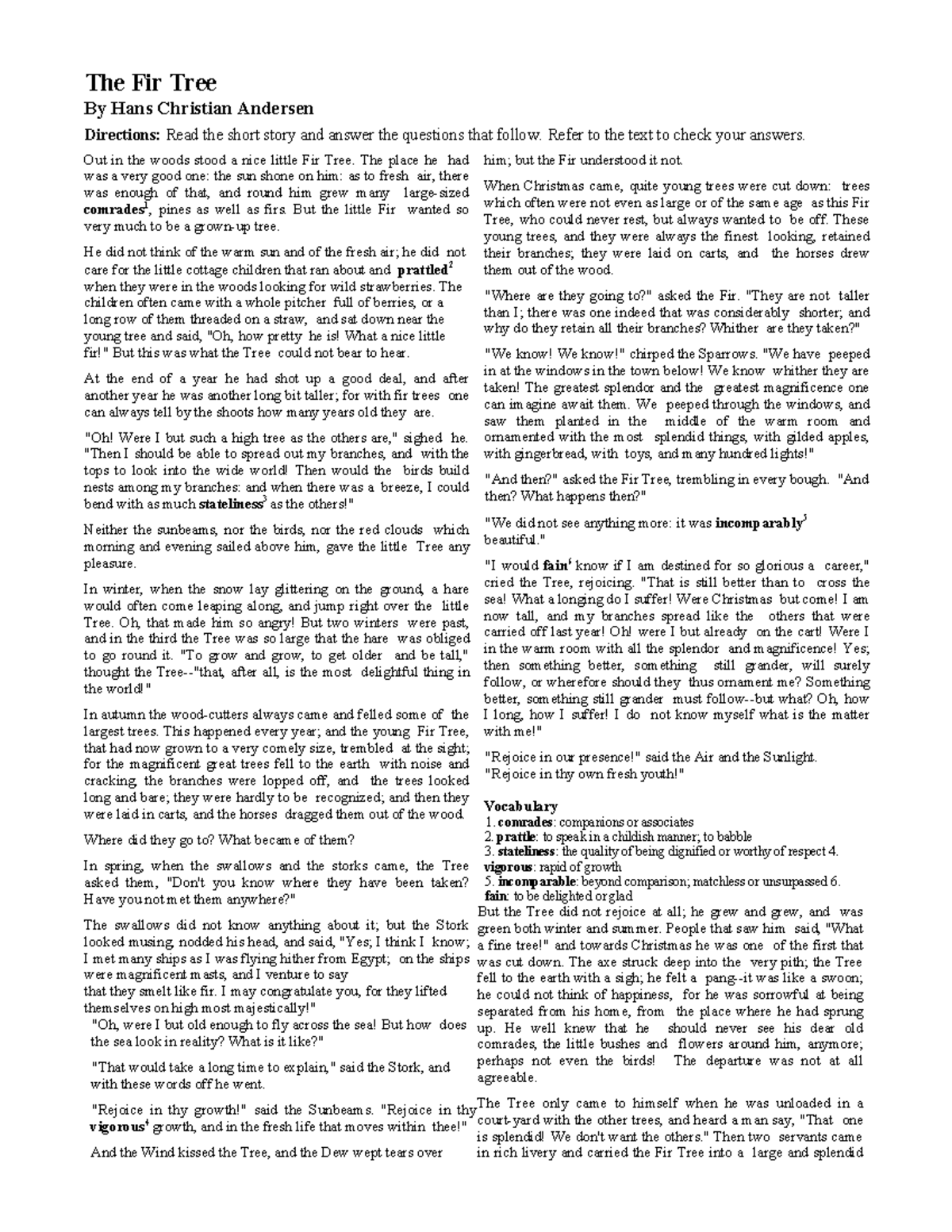 12 3-7 3-The-Fir-Tree-1 - The Fir Tree By Hans Christian Andersen ...