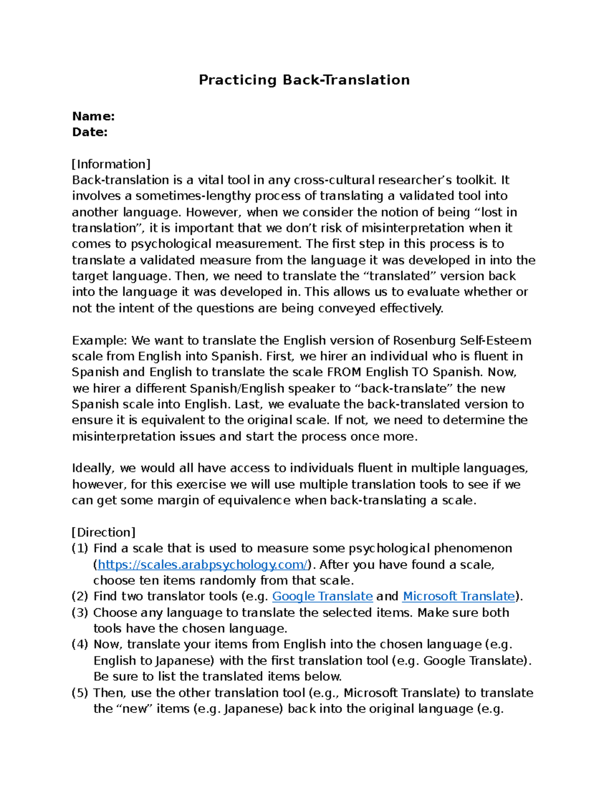 Practicing Back Translations (Exercise) - Practicing Back-Translation ...