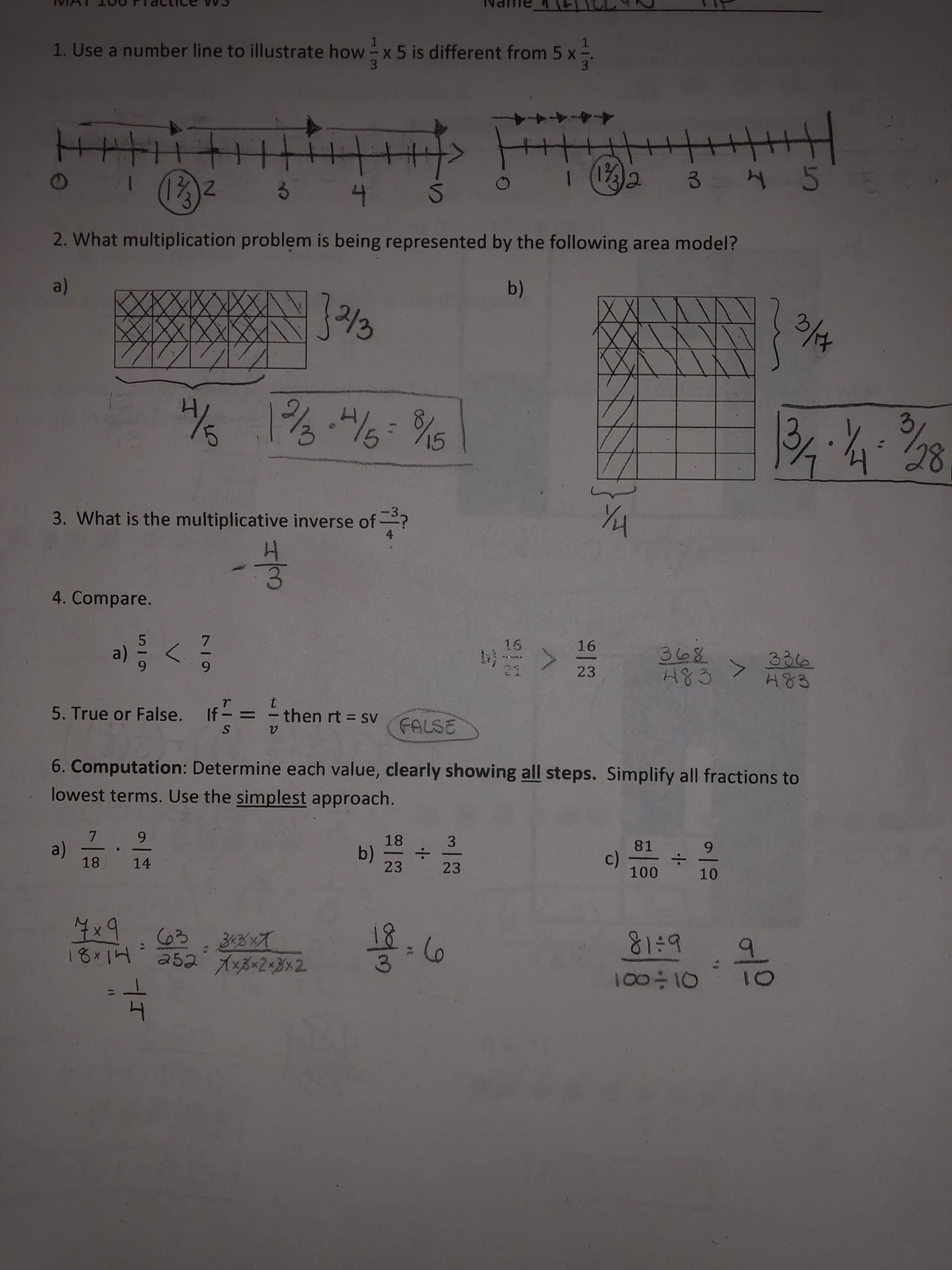 Fractions Practice Worksheet - MAT 106 - Studocu