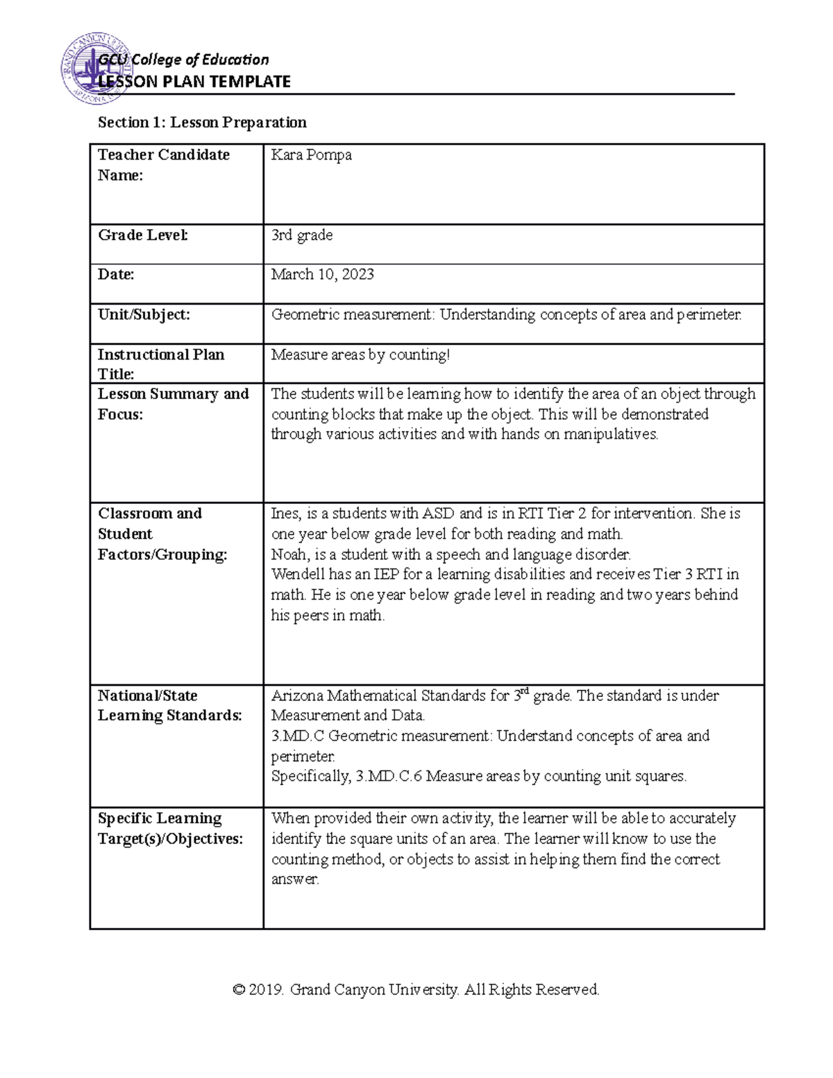 Topic 2 Example - LESSON PLAN TEMPLATE Section 1: Lesson Preparation ...