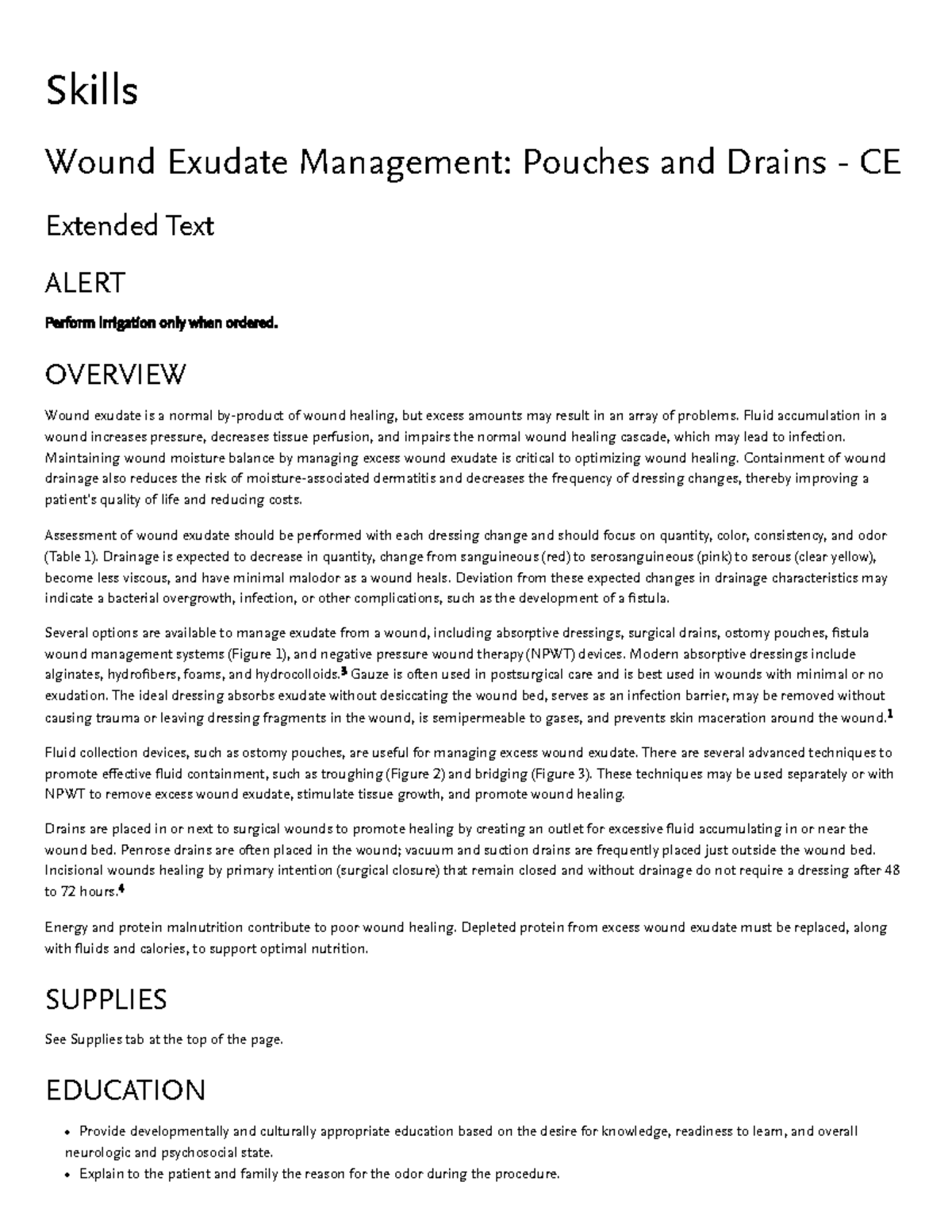 Wound Exudate Management Pouches and Drains - Extended - OVERVIEW Wound ...
