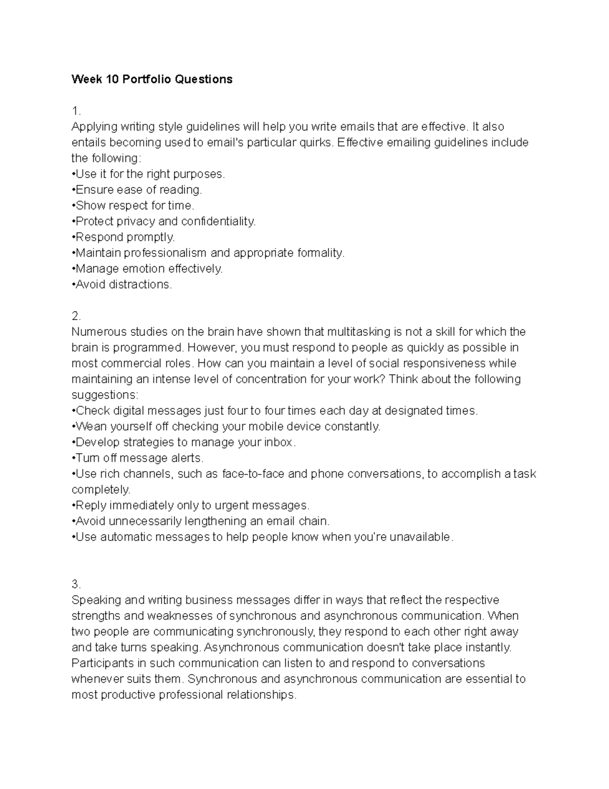 Week 10 Portfolio Questions - Week 10 Portfolio Questions Applying ...