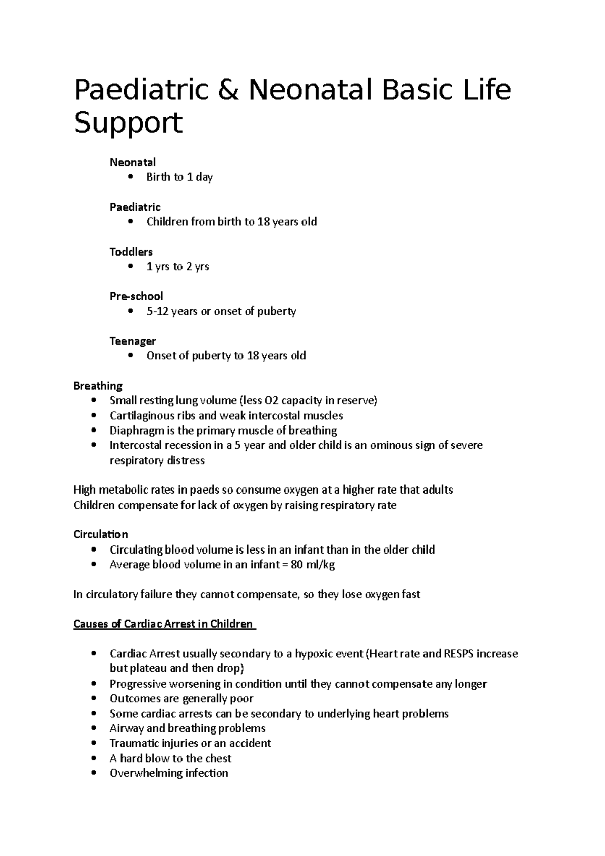 Paediatric & Neonatal BLS - Paediatric & Neonatal Basic Life Support ...