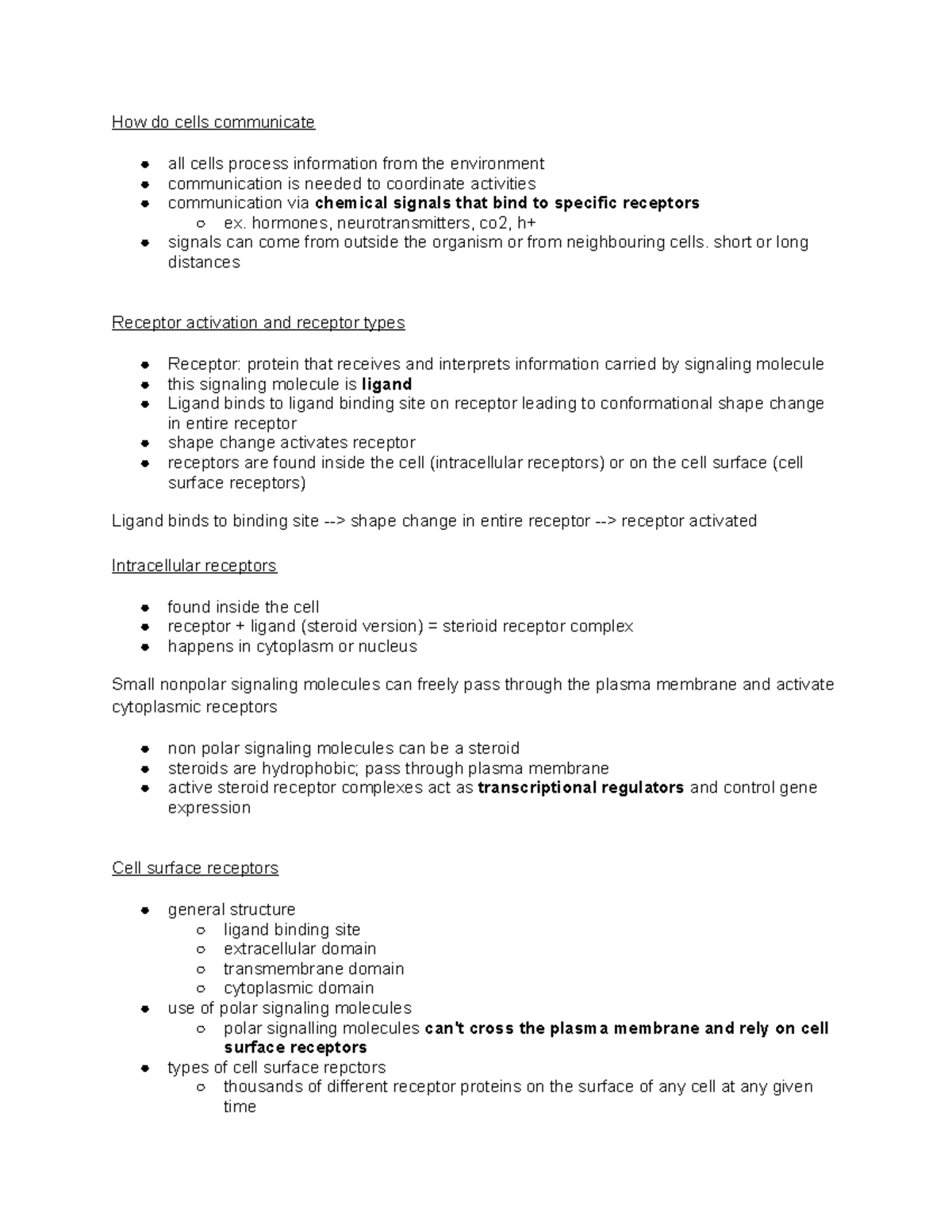 Cell communication (lec 11) - How do cells communicate all cells ...