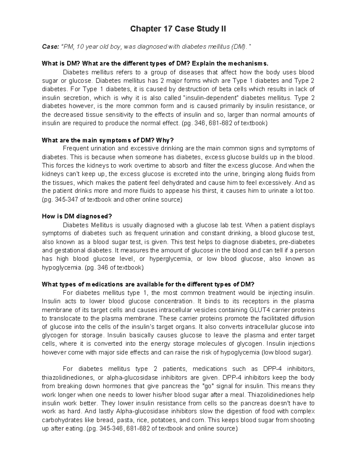 CH 17 diabetes mellitus insipidus (II) - Chapter 17 Case Study II Case ...