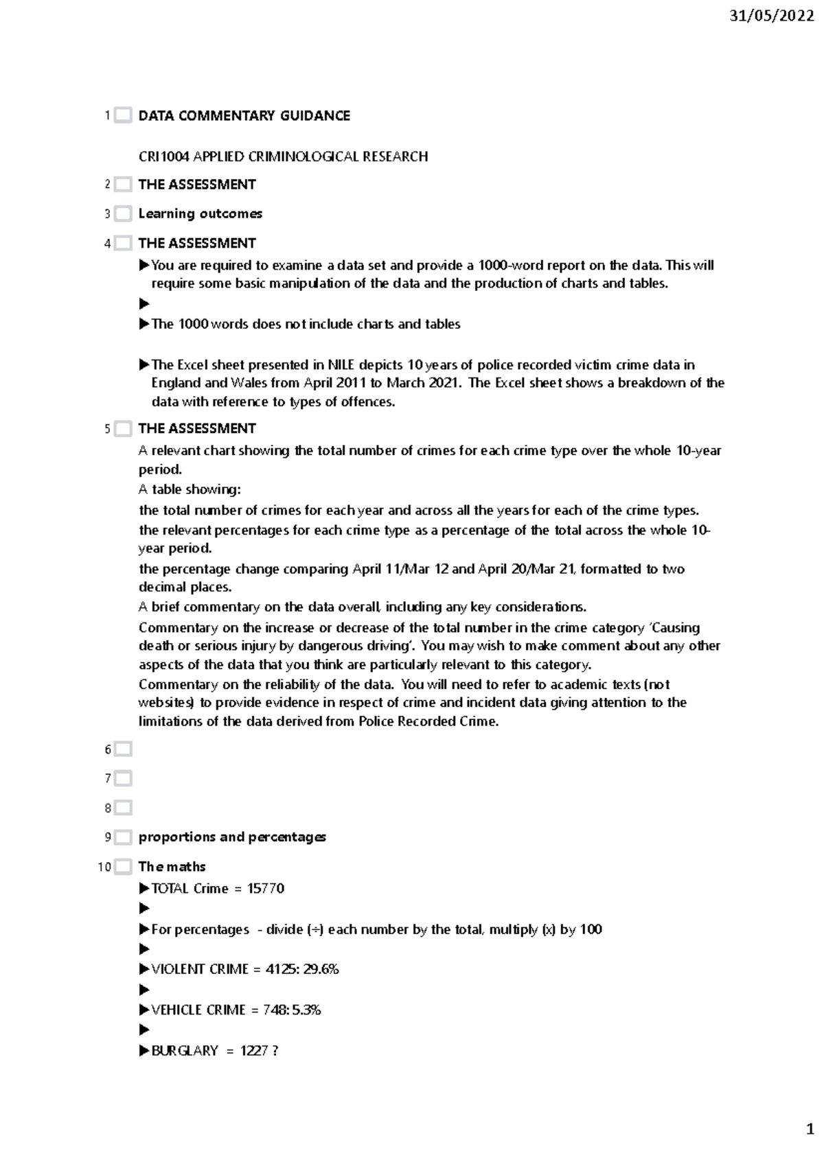 DATA Commentary Guidance - 31/05/ 1 DATA COMMENTARY GUIDANCE CRI1004 ...