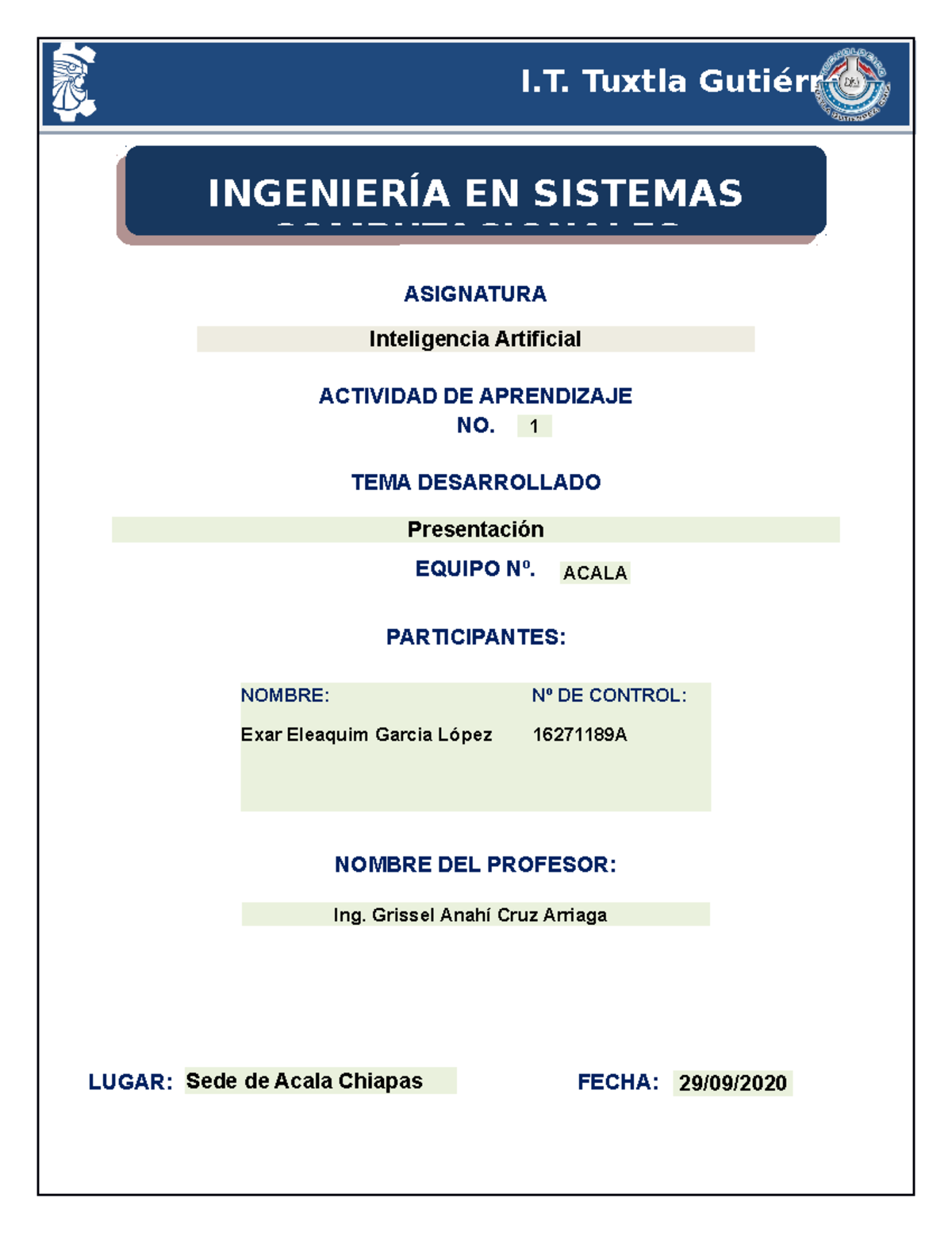 Exar Eleaquim Garcia Lopez C1Actividad 1 - I. Tuxtla Gutiérrez ...