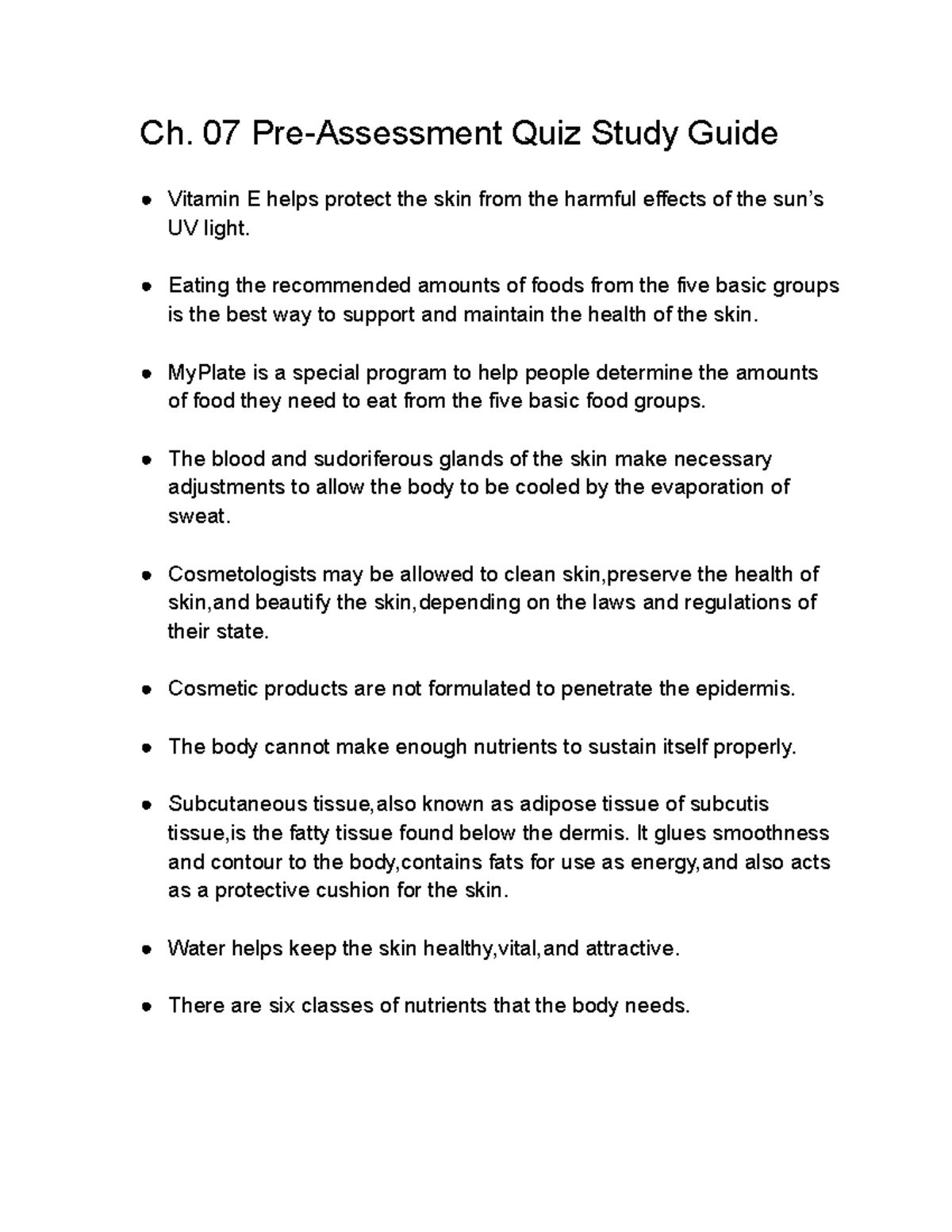 Ch.07 Pre-Assessment Quiz Study Guide - Ch. 07 Pre-Assessment Quiz ...