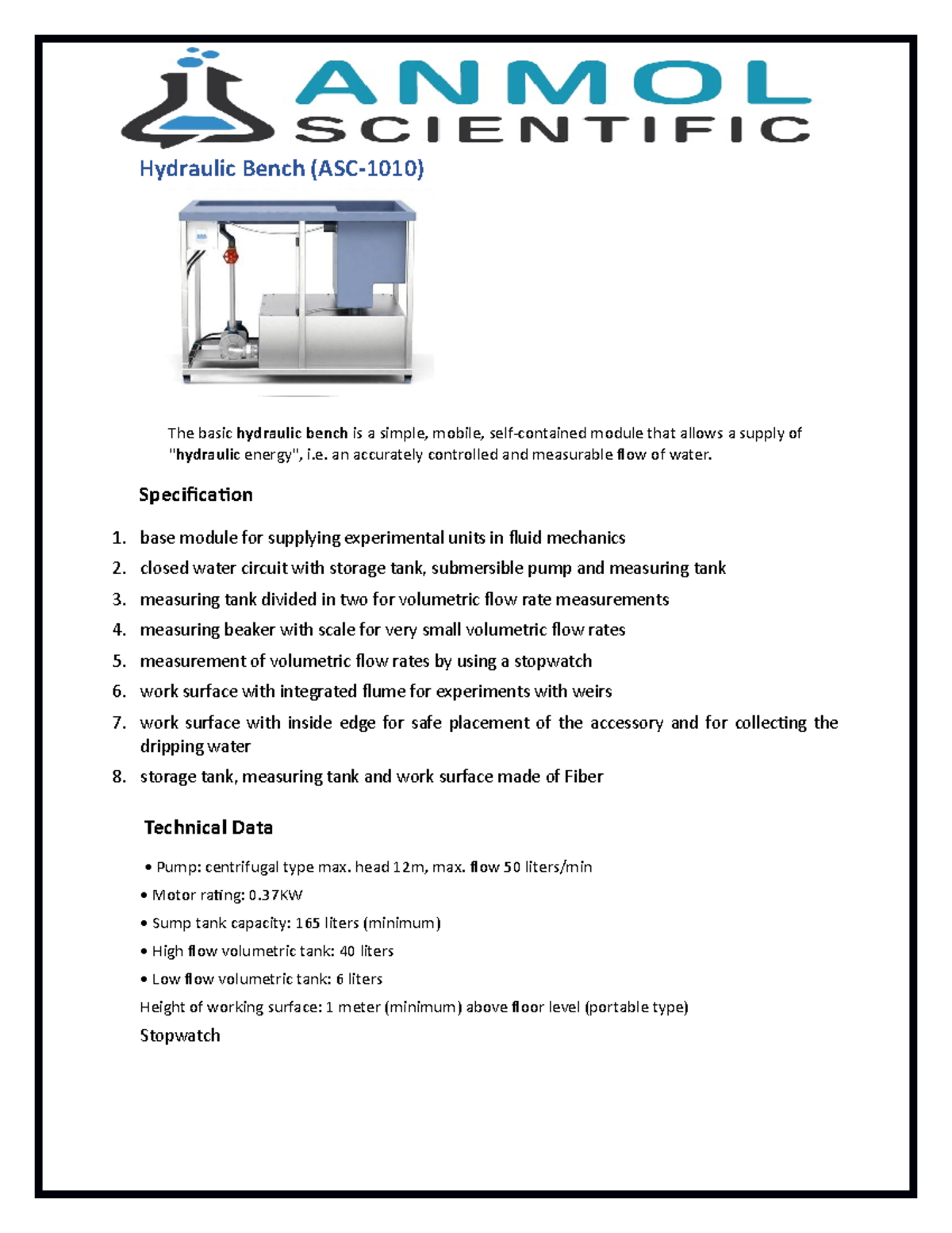 Hydraulic Bench - empathy - Hydraulic Bench (ASC-1010) The basic ...