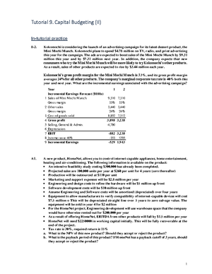 Tutorial 2 Post - Tutorial 2. The Time Value of Money (I) 4-10. Your ...