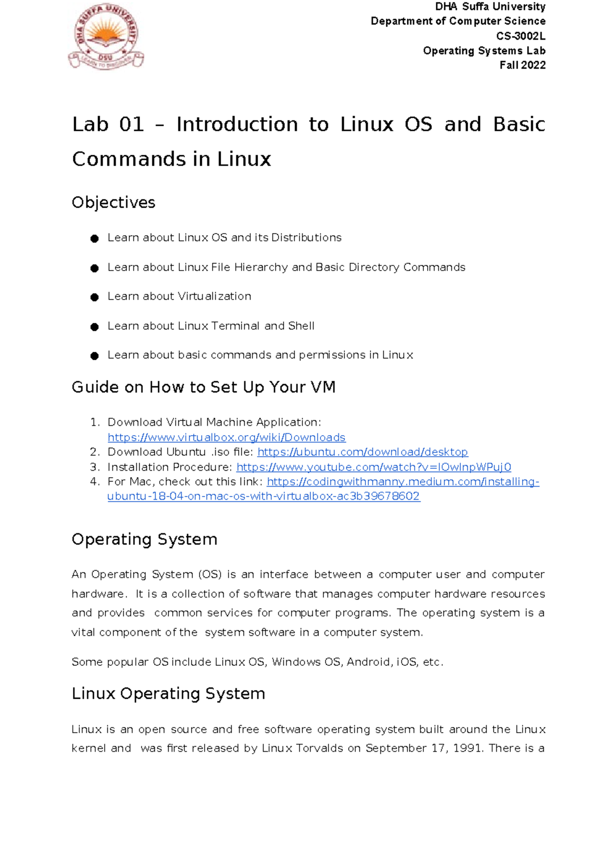 Lab01-Intro Basic Commands - Department of Computer Science CS-3002L ...
