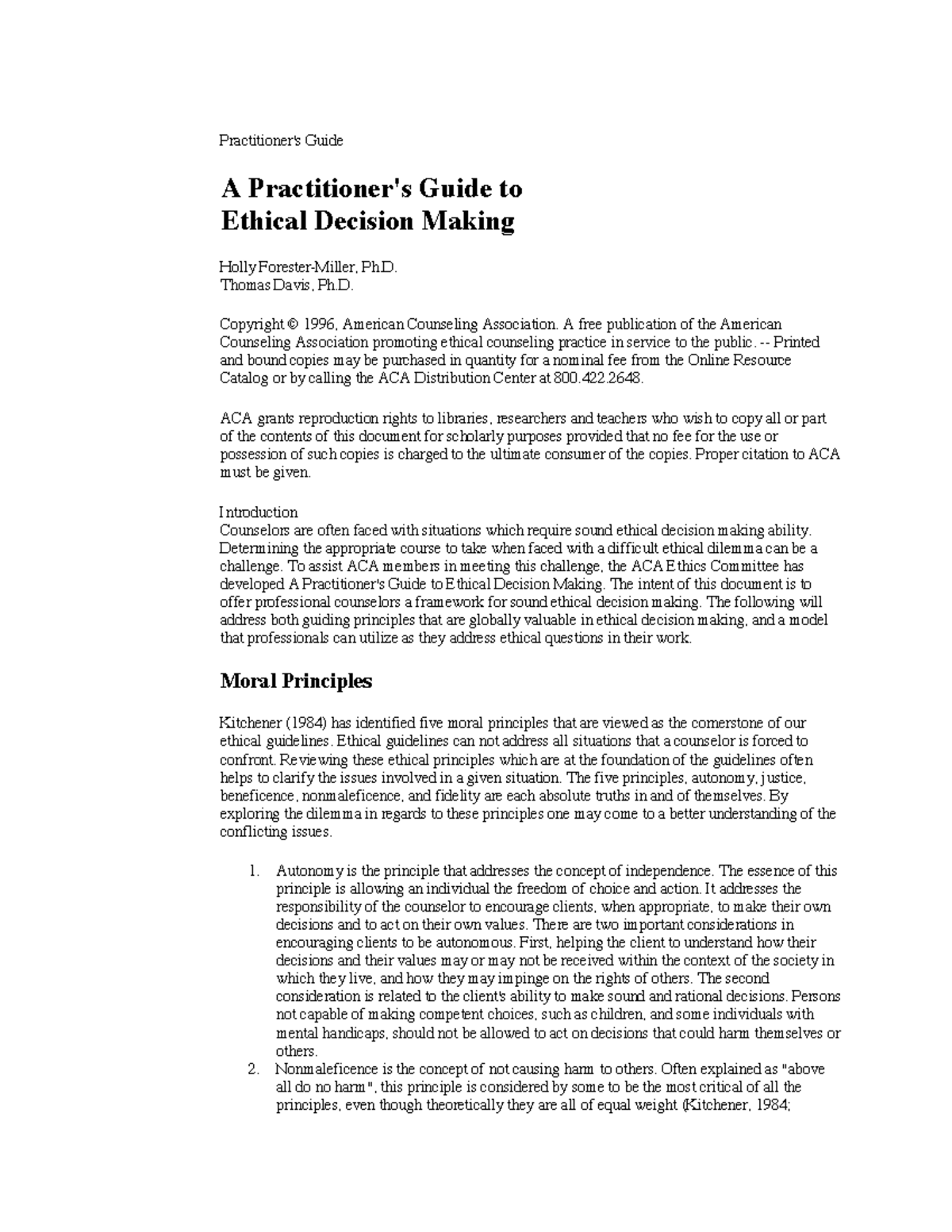 Kitchener s principles - Practitioner's Guide A Practitioner's Guide to ...