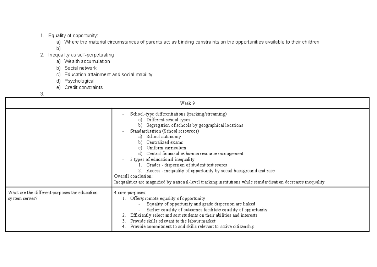 Inequality - Self made notes for the course - Equality of opportunity ...