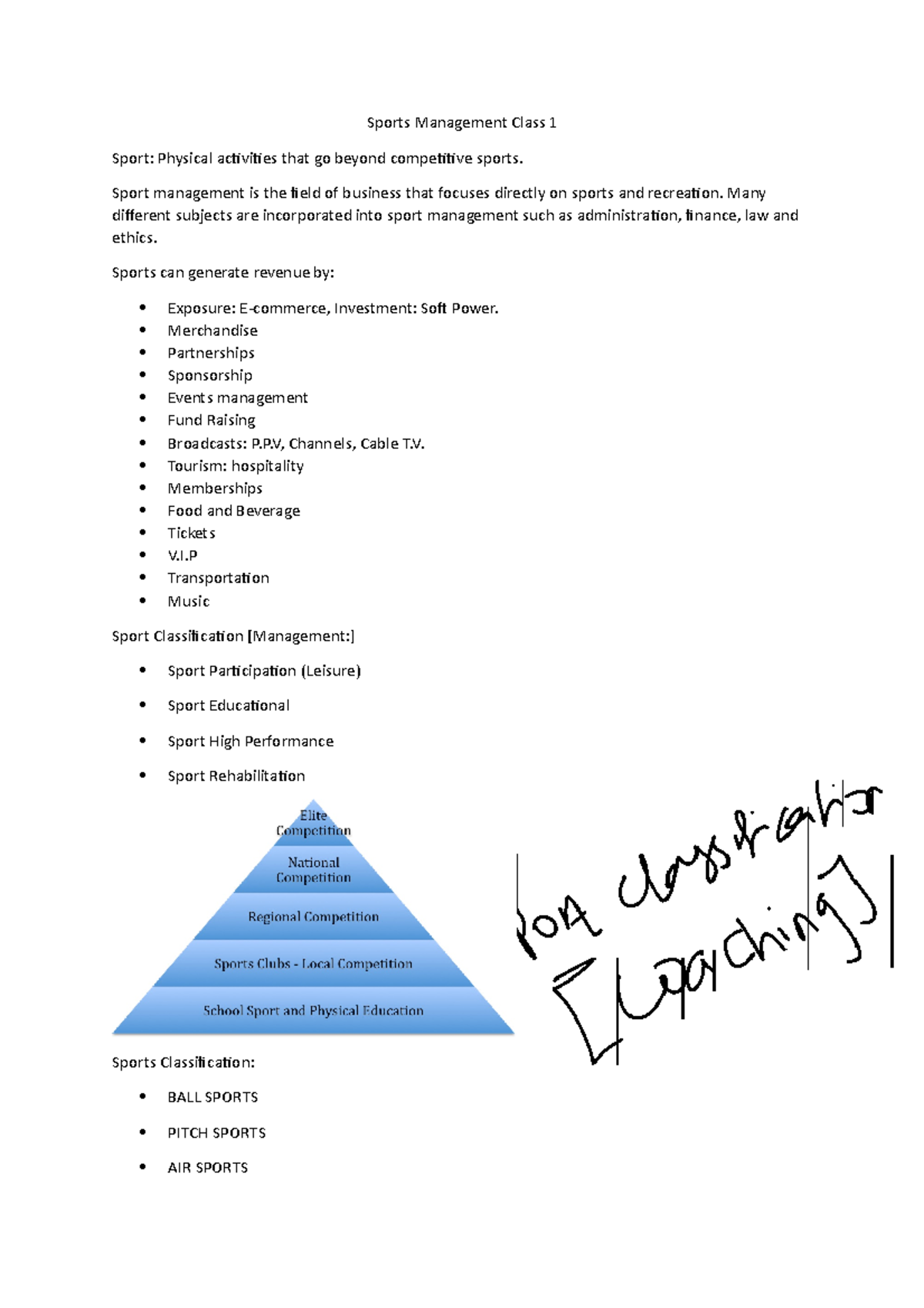 Sports Mnagement 1 - Sport management is the field of business that ...