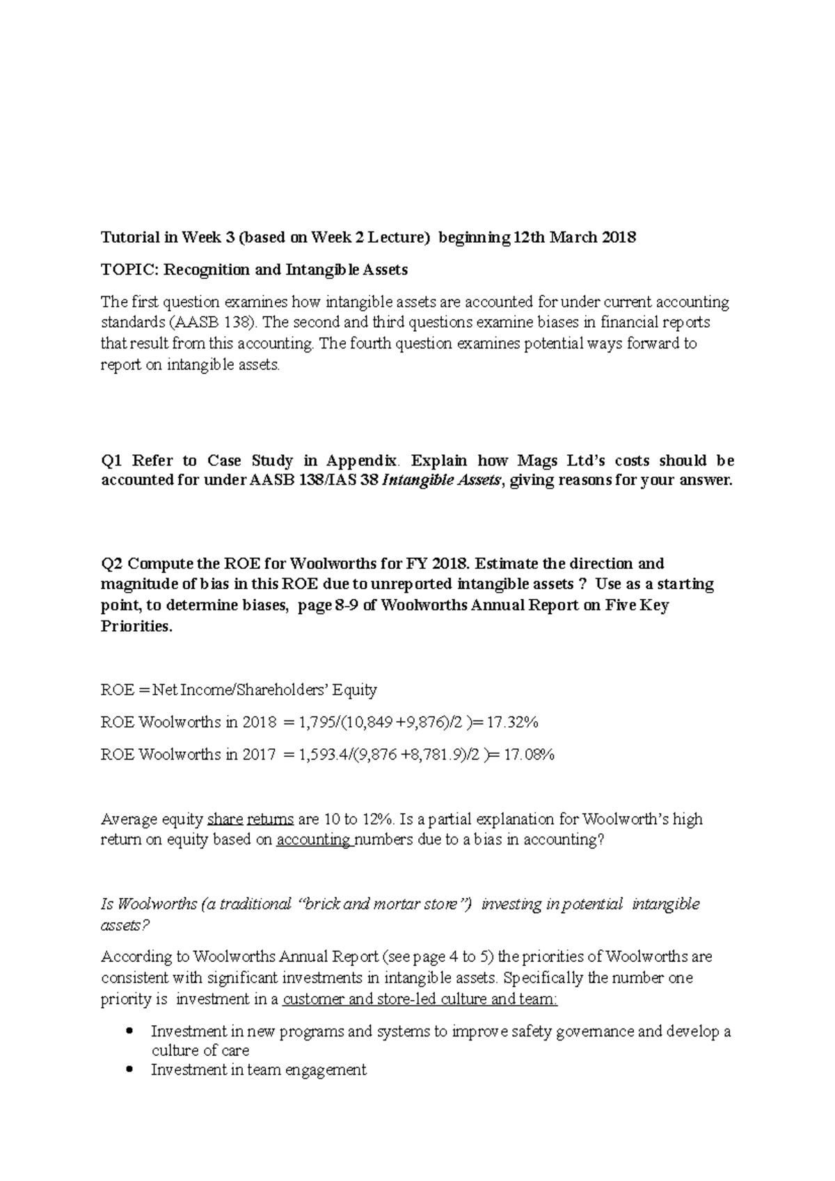 Week3 Tutorial Questions recognition solution - Tutorial in Week 3 (based on Week 2 Lecture ...