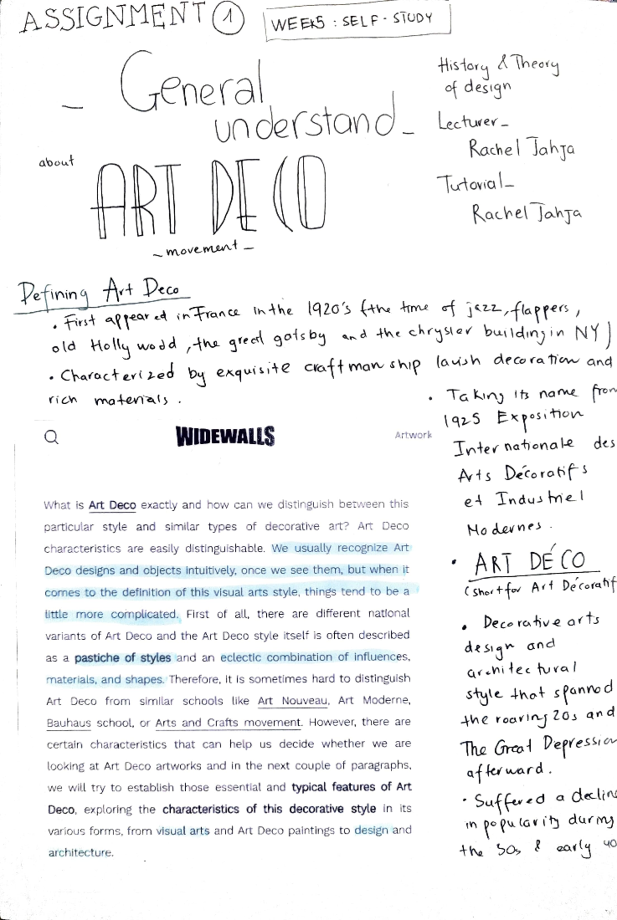 History of Art Deco - HUSO2186 - Studocu