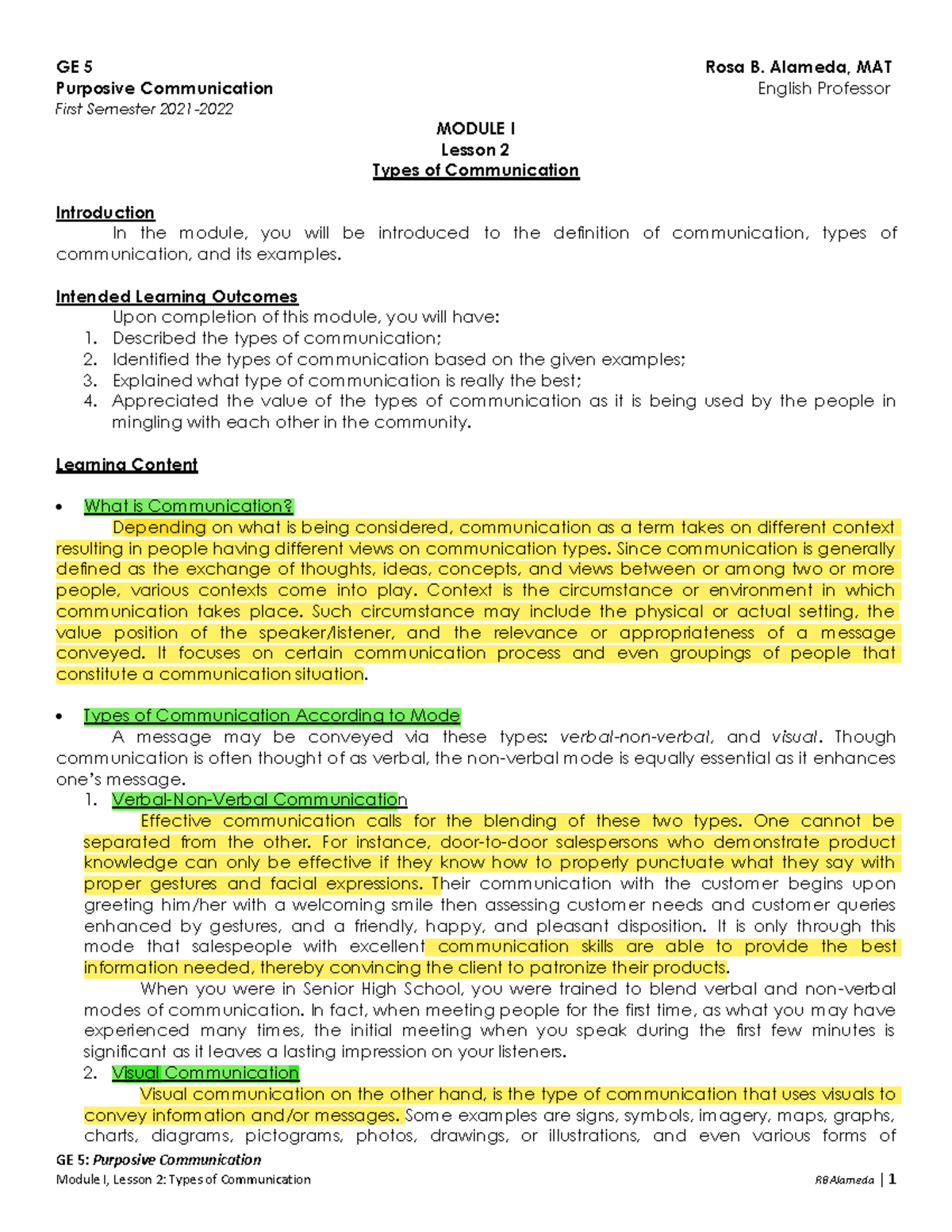 Module 1 Lesson 2 R - I HOPE IT CAN HELP. - GE 5: Purposive ...