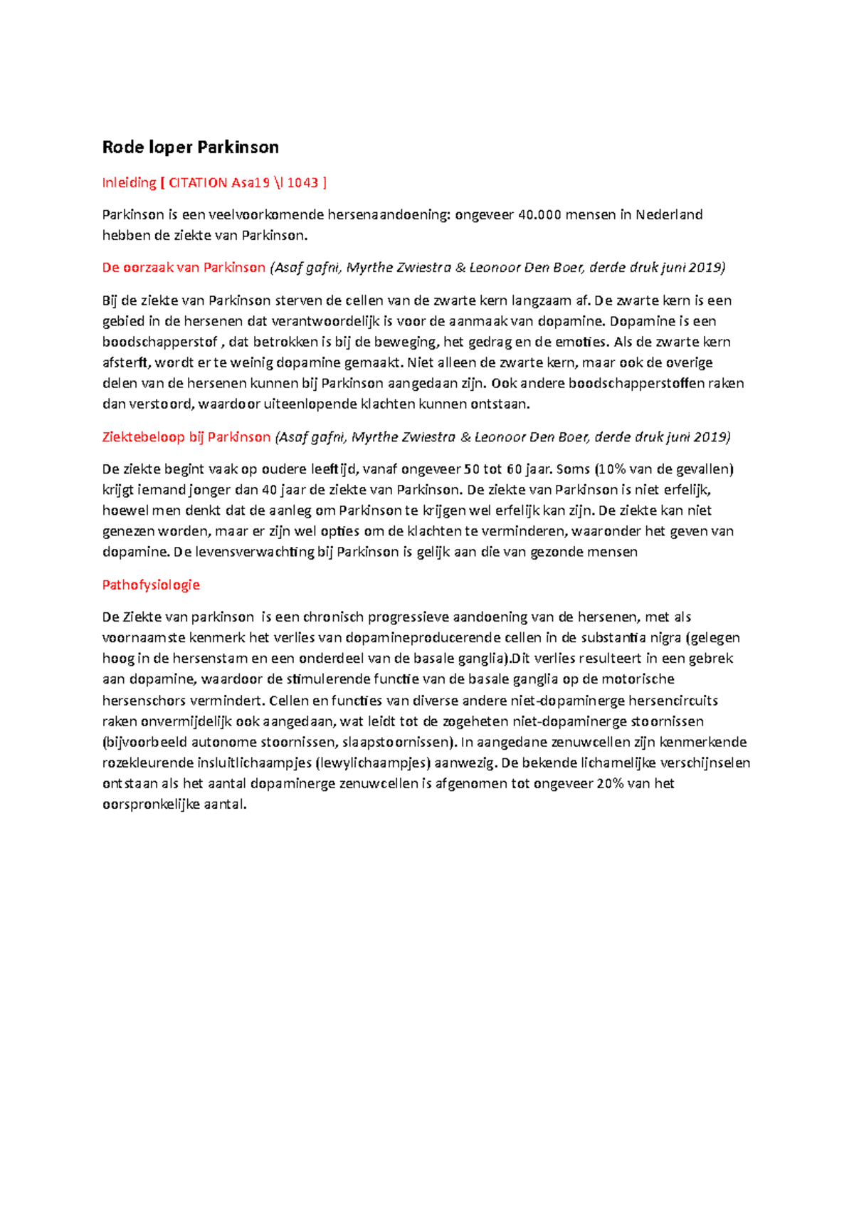 Rode loper Parkinson - Rode loper Parkinson Inleiding [ CITATION Asa19 ...