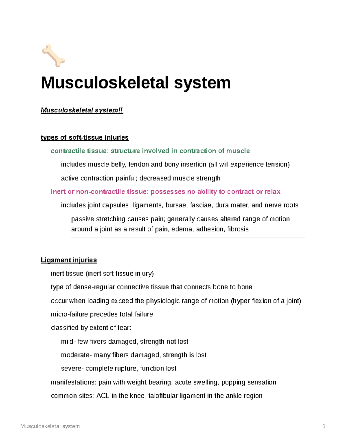 Musculoskeletal system - 🦴 Musculoskeletal system Musculoskeletal ...
