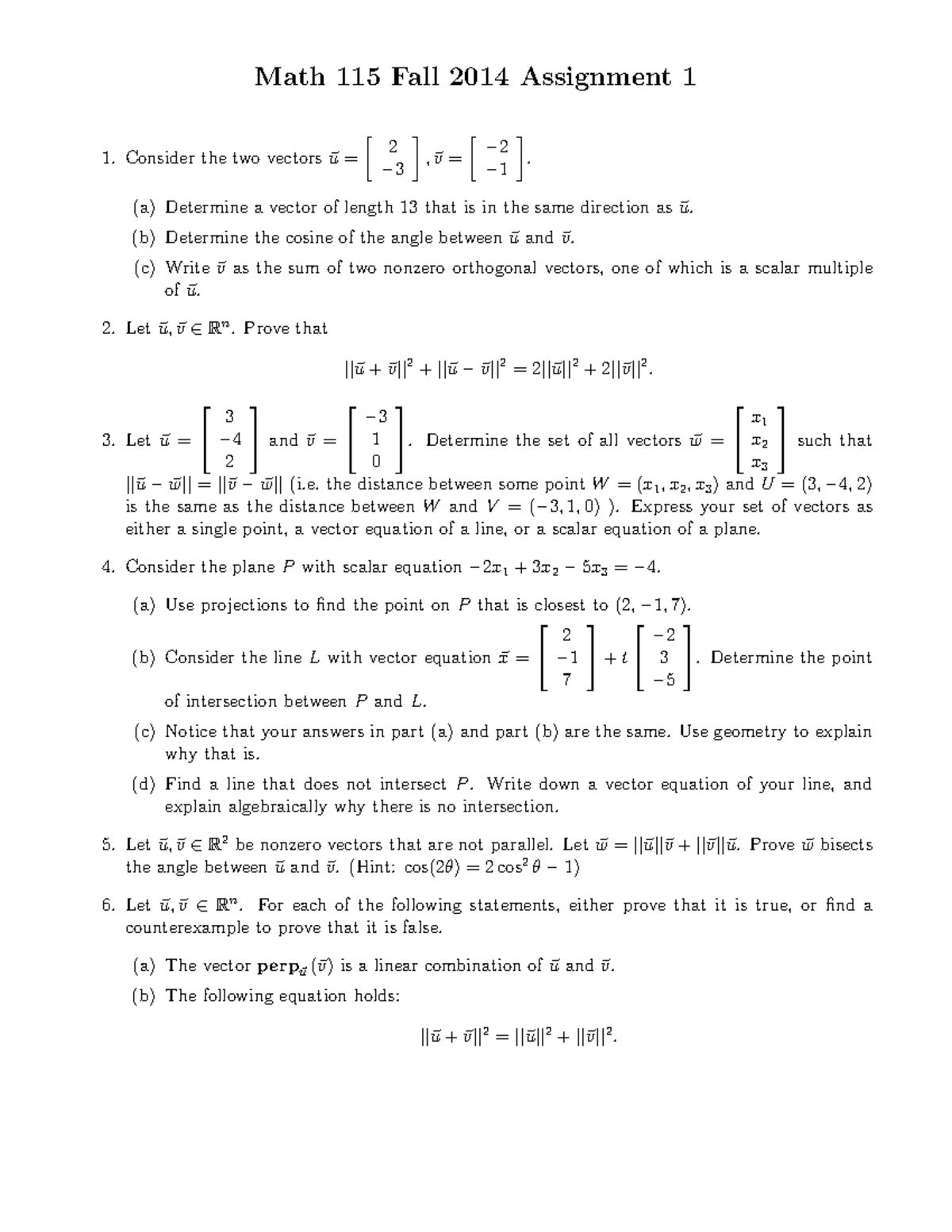 Math115 F14 A1 Study Reference Math 115 Fall 2014 Assignment 1 1