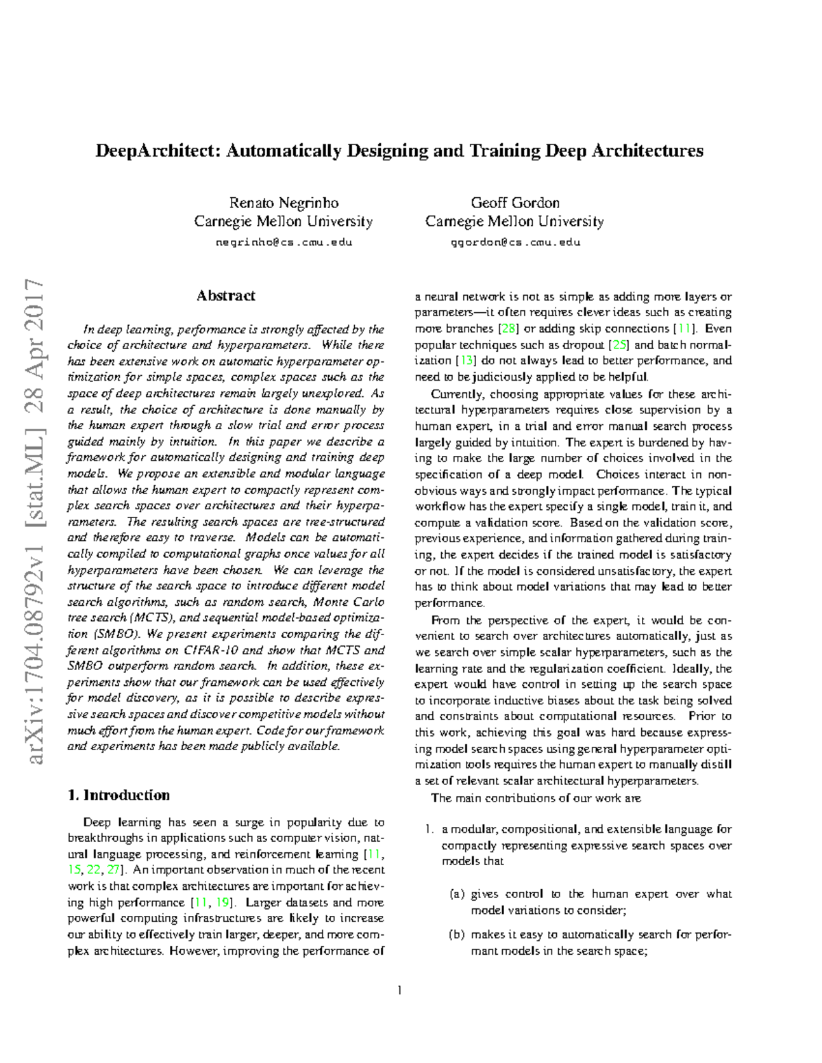 Deep Architect Automatically Designing and Training Deep Architectures ...