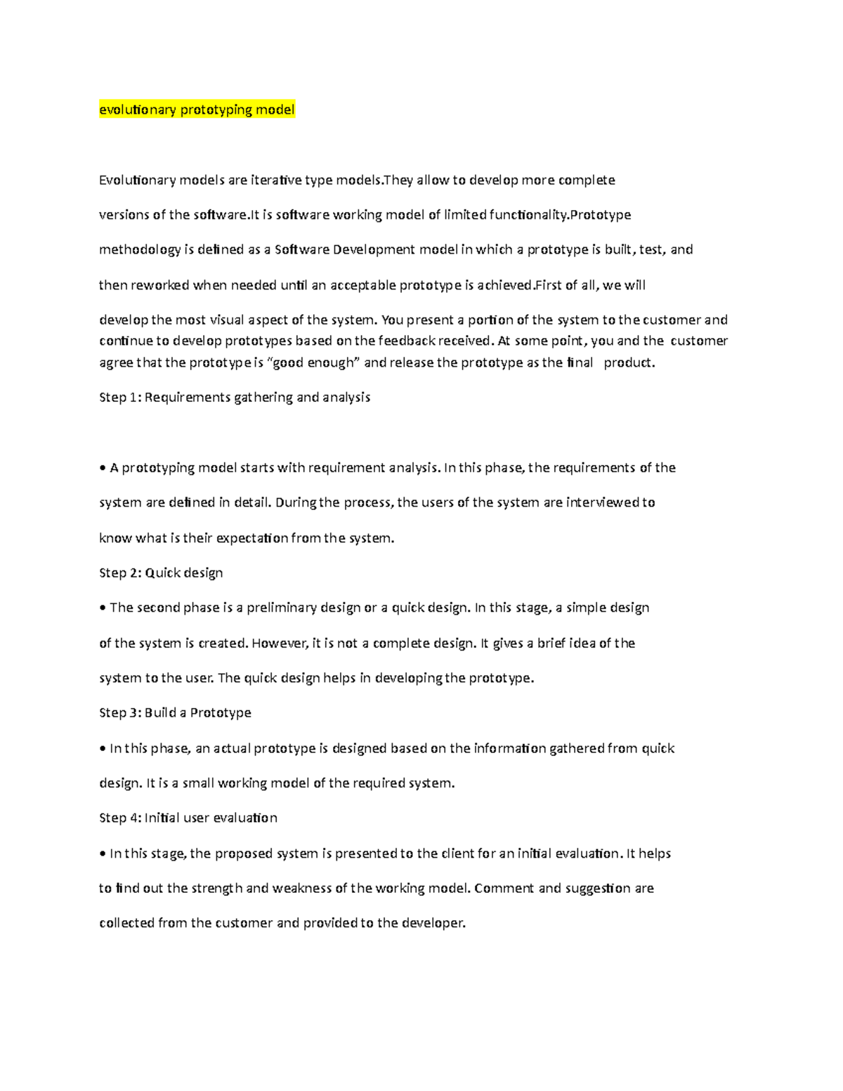 Evolutionary process model - evolutionary prototyping model ...