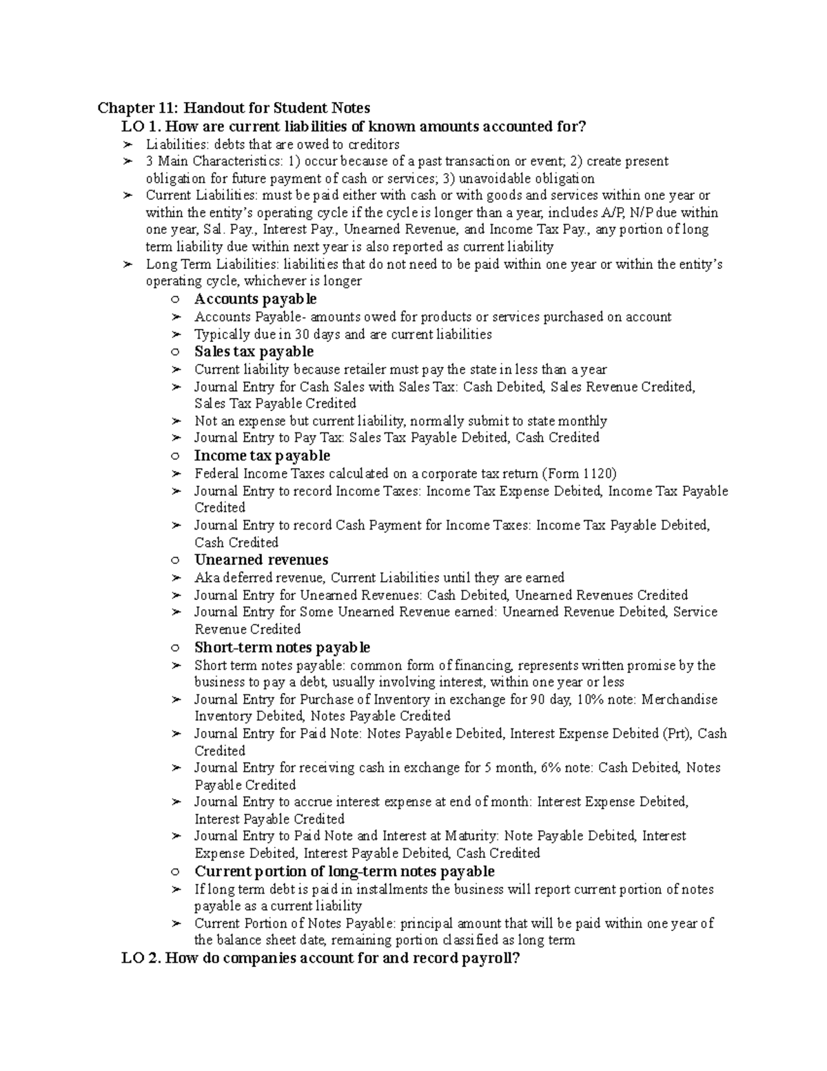 Accounting Chapter 11 Outline - Chapter 11: Handout for Student Notes ...