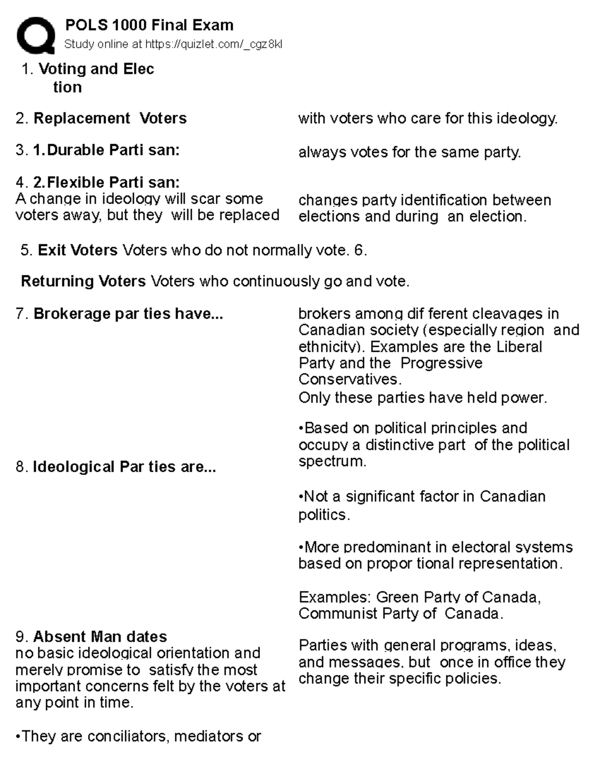 POLS 1600 Course Exam Review - POLS 1000 Final Exam Study online at ... POLS 1600 Course Exam Review - POLS 1000 Final Exam Study online at ...