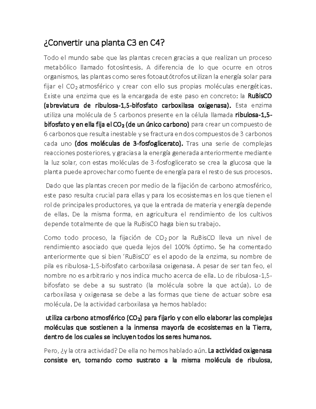 Convertir una planta c3 en c4 - ¿Convertir una planta C3 en C4? Todo el ...