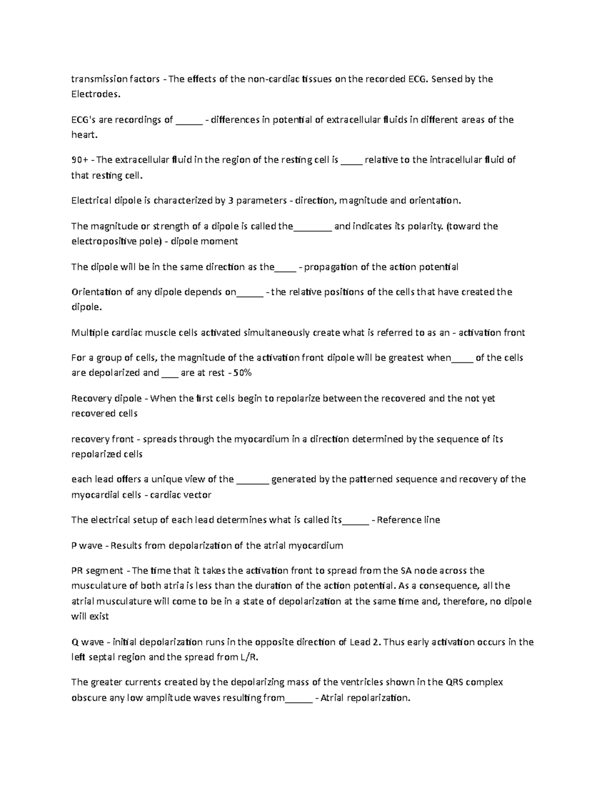 BHSC 2219 - Anatomy and Physiology - Test 2 review - transmission ...