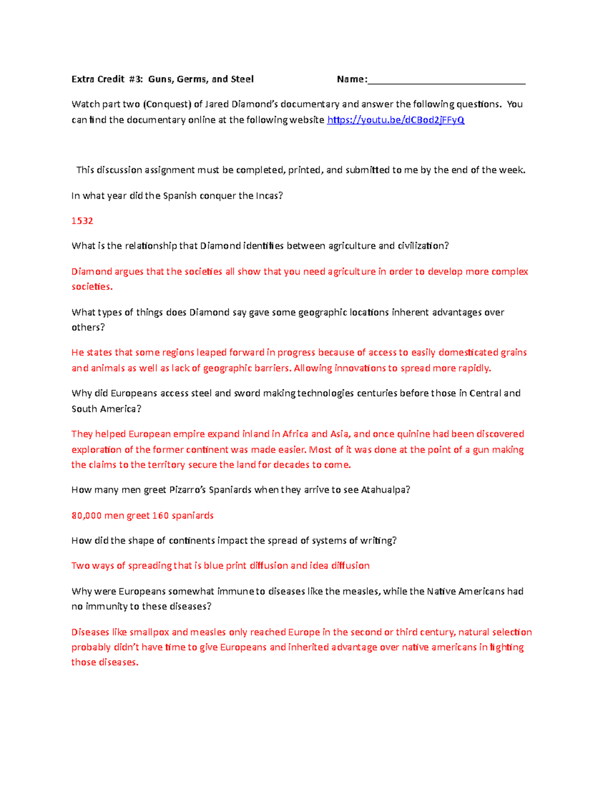 Extra Credit 3- GGS E2-1-1 - Extra Credit #3: Guns, Germs, and Steel ...